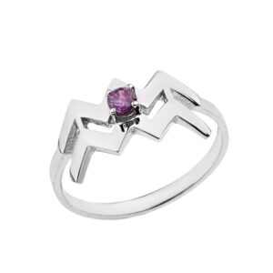 calirosejewelry sterling silver aquarius zodiac ring for women with february birthstone (size 4.5)