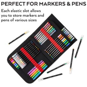 ARTEZA Marker Pen Organizer Case, 108 Slots, Removable Baldric, Zipper Pocket and Carrying Handle, for Drawing Markers and Pens, Art Supplies for Artists and Hobby Painters