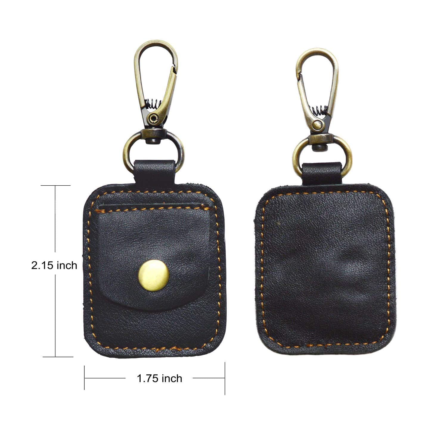 AA Medallion or Coin Holder, Leather Key Chain Snap Open Leather Case (Black)