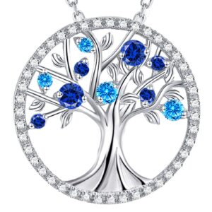 birthday gifts for wife mum tree of life necklace women september birthstone blue sapphire necklace for her fine jewelry