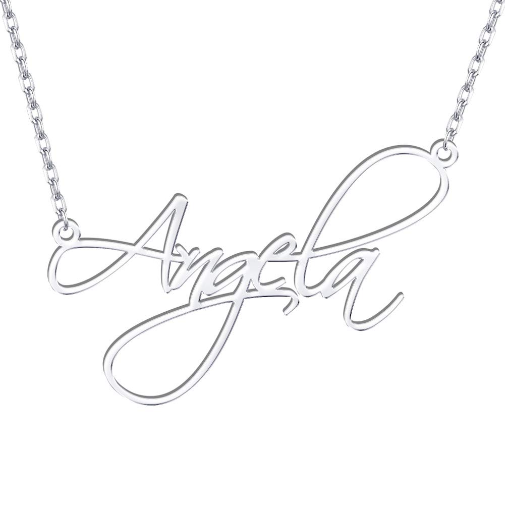 Yoke Style Custom Name Necklace Personalized, Sterling Silver Customized Charm Necklace Jewelry Gift for Women