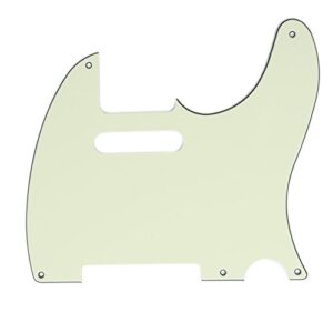 musiclily 5 hole vintage tele pickguard guitar scratch plate for usa/mexican made fender telecaster style, 3ply mint green