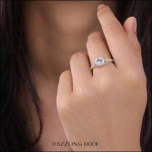 Dazzlingrock Collection 5mm Round Aquamarine & White Diamond Halo Style Bridal Engagement Ring for Her in 14K Yellow Gold Size 6