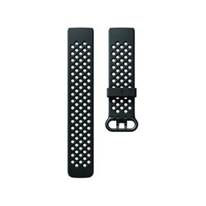 fitbit charge 3 accessory band, official fitbit product, sport, black, small