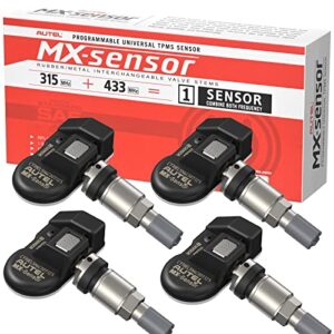 autel tpms sensor set of 4, mx-sensor 2in 1 dual frequency 315mhz + 433mhz press-in oe-level universal tpms sensors programmable by autel tpms tool compatible with ts408s ts508wf ts601 (metal valves)