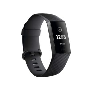 fitbit charge 3 fitness activity tracker, graphite/black, one size (s and l bands included)