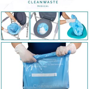 Cleanwaste Sani-Bag+ Commode Liners with Poo Powder, 10 Count, 32 Ounce Capacity, Odor Control, Leak Free, Medical Grade & Clinically Tested