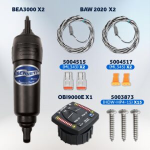 Bennett Bolt Electric Trim Tab System 12" x 12", includes Integrated Helm Control, Actuators, Wires Harnesses and Mounting Hardware, Complete Kit BOLT1212, 12V DC - FO4321