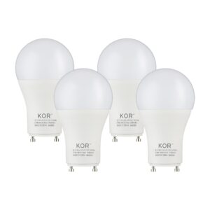 (4 pack) led gu24 a19 light bulbs 60 watt equivalent, 9.5 watt dimmable lights for home with twist & lock base, replacing cfl gu24 ceiling light, omni 220 degree beam angle, 800 lumen warm white 2700k