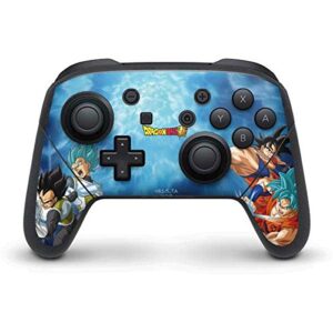 skinit decal gaming skin compatible with nintendo switch pro controller - officially licensed dragon ball super goku vegeta super ball design