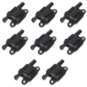 12611424 ignition coil pack compatible with chevy cadillac gmc pontiac 5.3l 6.0l v8 engine g8 grand prix h3 silverado tahoe yukon impala - replace # 12570616 d510c uf413, set of 8 ignition coil