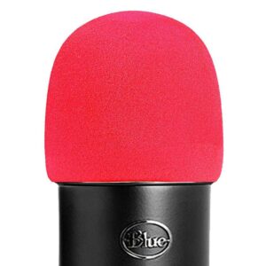 foam microphone windscreen- aedor quality sponge mic cover as a pop filter for blue yeti, yeti pro condenser microphones(red)