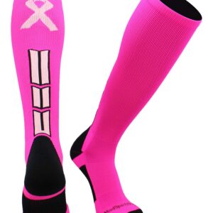 MadSportsStuff Triumph Pink Ribbon Awareness OTC Socks (Neon Pink/Pale Pink, Small)