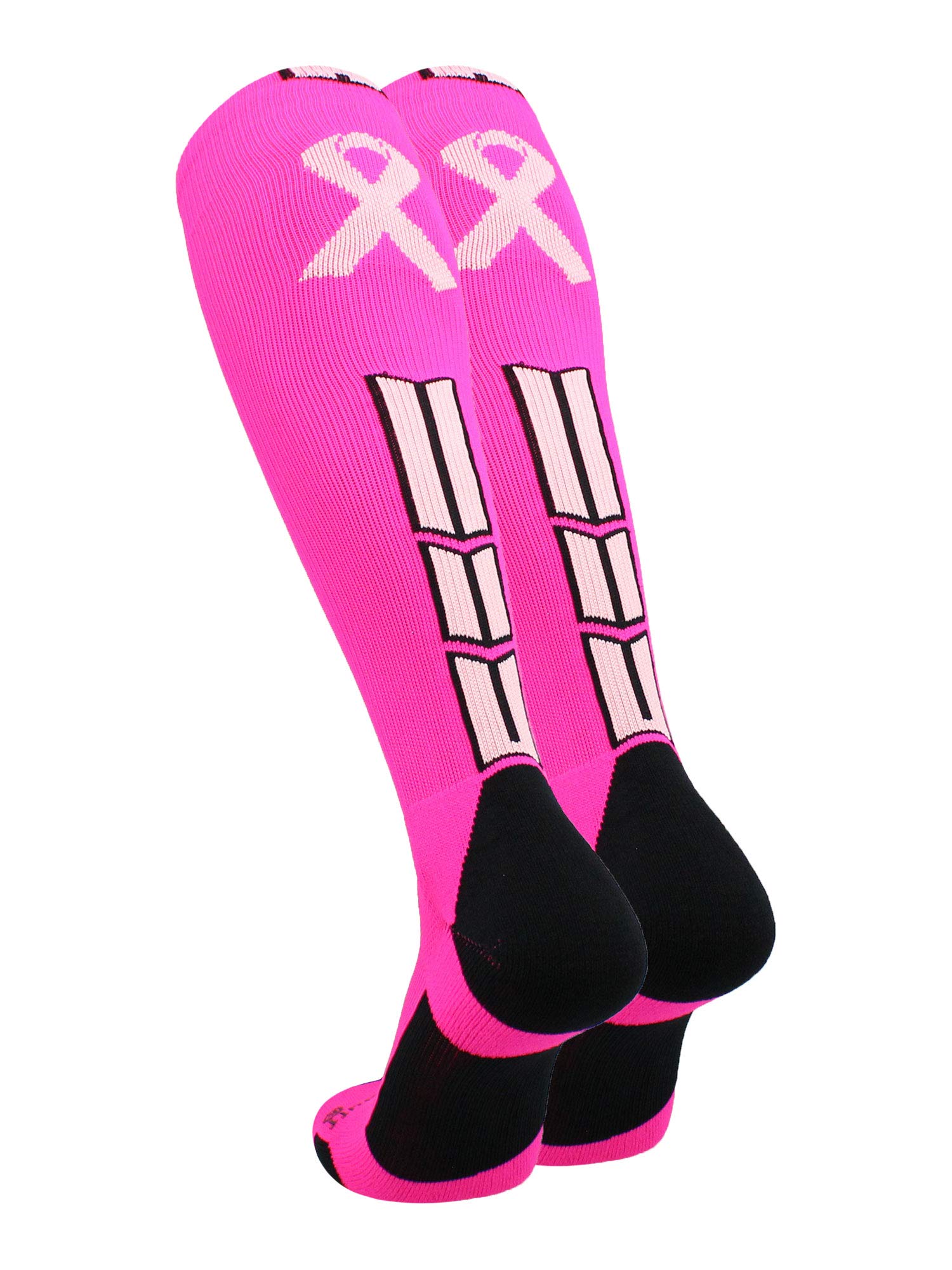 MadSportsStuff Triumph Pink Ribbon Awareness OTC Socks (Neon Pink/Pale Pink, Small)