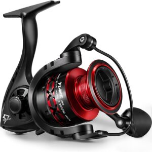 piscifun flame spinning reels, light weight ultra smooth powerful spinning fishing reels black & red 2000 series