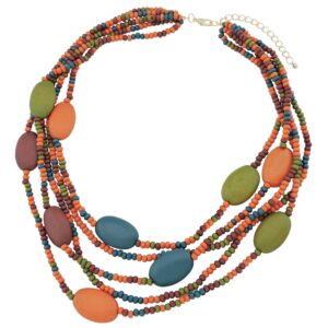 coiris bead necklace for women 5 layers strand wooden choker necklaces for women chunky statement ethnic bead layered bib collar necklace hip hop jewelry (n0019)