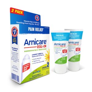 boiron arnicare roll-on for relief of joint pain, muscle pain, muscle soreness, and swelling from bruises or injury - non-greasy and fragrance-free - 2 count (pack of 1)