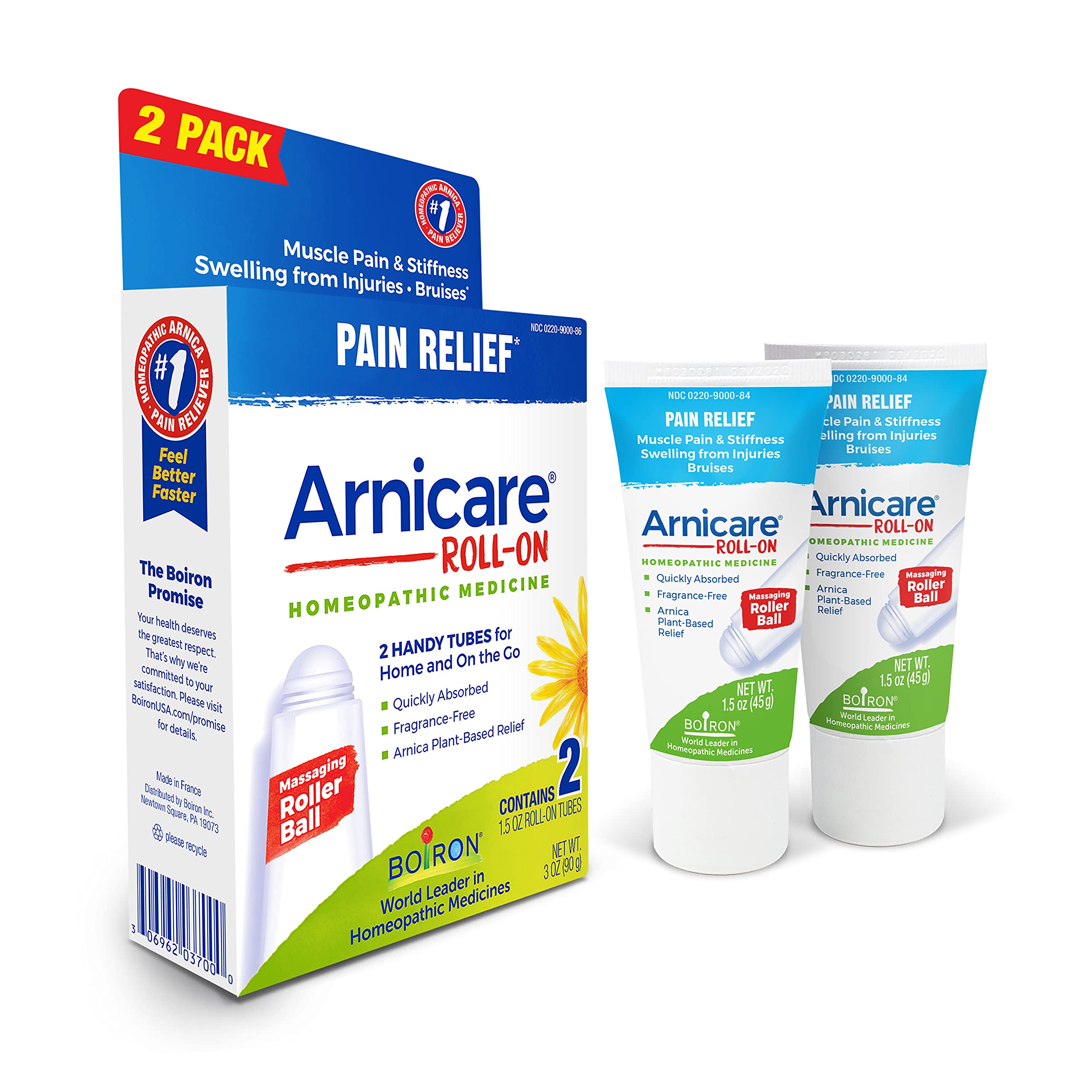 Boiron Arnicare Roll-On for Relief of Joint Pain, Muscle Pain, Muscle Soreness, and Swelling from Bruises or Injury - Non-greasy and Fragrance-Free - 2 Count (Pack of 1)