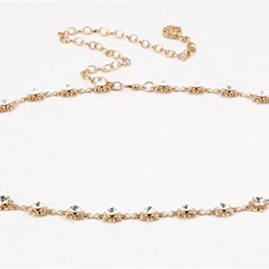 QTALKIE Sparking Crystal Rhinestones Flower Body Chain for Skirt Beach Belly Body Waist Chain Jewelry Necklace for Women (Gold)