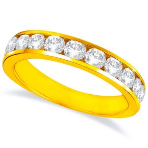 2 carat (ctw) 14k yellow gold round diamond ladies channel set half-way semi-eternity wedding anniversary stackable ring band value collection