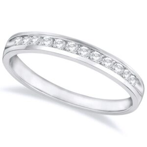 1/2 carat (ctw) 14k white gold round diamond ladies channel set half-way semi-eternity wedding anniversary stackable ring band value collection