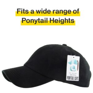 PONY-CLASSIC BLK Classic Plain Ponytail Messy High Bun Headwear Adjustable Cotton Trucker Mesh Glitter Hat Baseball Cap (Adjustable, Black Classic)