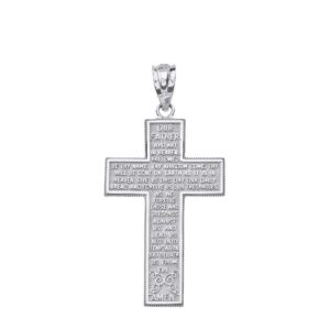 925 sterling silver our father lord's prayer cross pendant