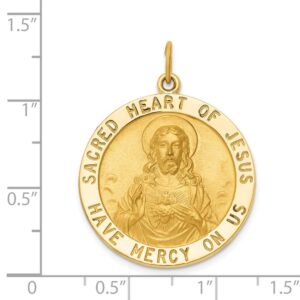 FB Jewels Solid 14K Yellow Gold Sacred Heart Of Jesus Medal Pendant (0.98 x 1.3 Inches)