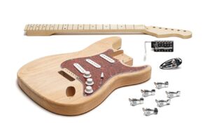 solo st style diy guitar kit, alder body, maple fb