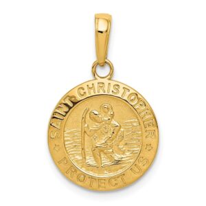 fb jewels solid 14k yellow gold saint christopher medal charm (0.59 x 0.87 inches)