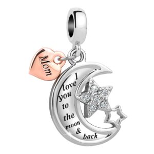 queencharms mom i love you to the moon and back charms moon and star beads for bracelets