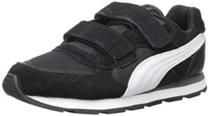 puma unisex-baby vista v sneaker, black-white, 4 m us toddler