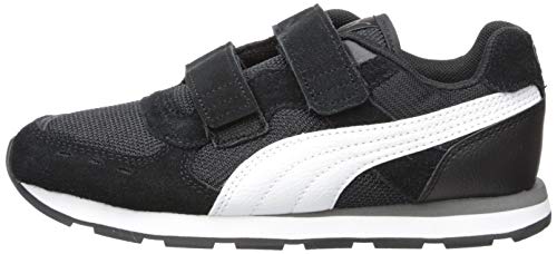 PUMA Unisex-Baby Vista V Sneaker, Black-White, 4 M US Toddler