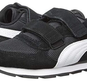 PUMA Unisex-Baby Vista V Sneaker, Black-White, 4 M US Toddler