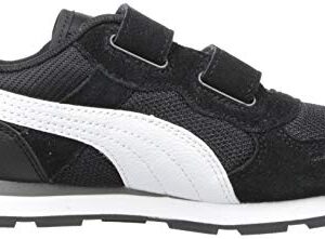 PUMA Unisex-Baby Vista V Sneaker, Black-White, 4 M US Toddler