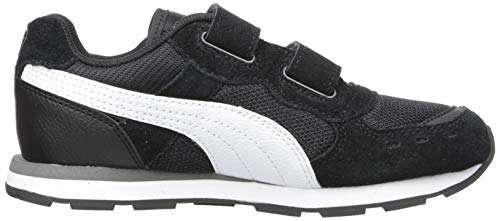 PUMA Unisex-Baby Vista V Sneaker, Black-White, 4 M US Toddler