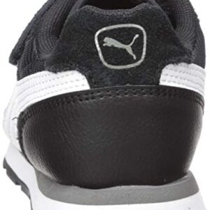 PUMA Unisex-Baby Vista V Sneaker, Black-White, 4 M US Toddler