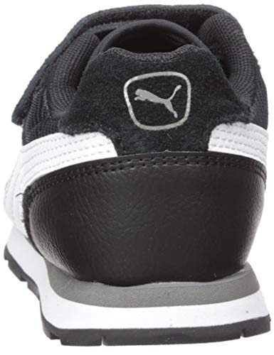 PUMA Unisex-Baby Vista V Sneaker, Black-White, 4 M US Toddler