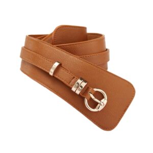 ICSTH Womens Obi Belt Vintage Leather Elastic Waist Belt Fashion Wide Belts (BN)