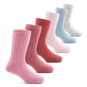 howjojo girls wool socks kids crew seamless winter warm thermal socks 6 pack 6-8 years