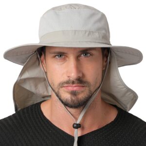 jormatt outdoor fishing sun hat uv protection wide brim sun hat with flap neck cover breathable safari cap unisex upf 50+, light gray