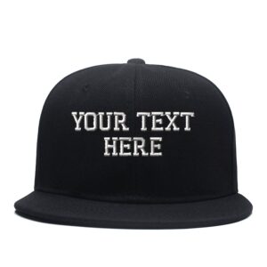 custom team snapback personalized embroidered hip hop flat brim baseball hats black