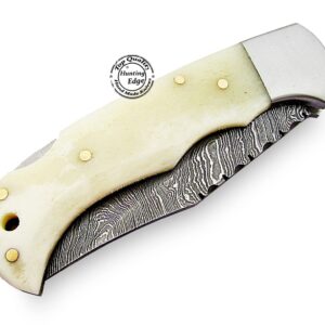 Hunting Edge Camel Bone 6.5'' 100% Handmade Damascus Steel Folding Pocket Knife 100% Prime Quality