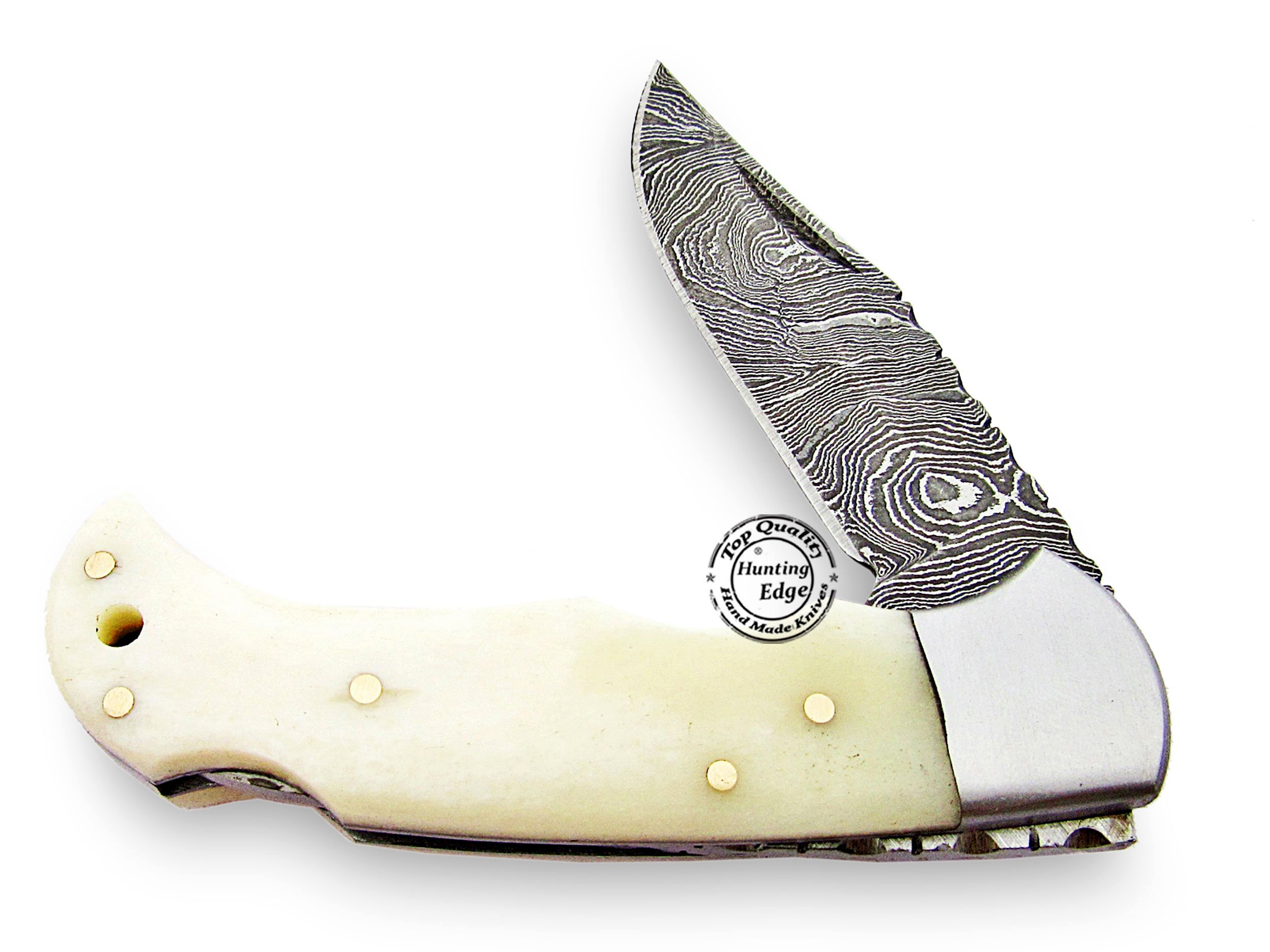 Hunting Edge Camel Bone 6.5'' 100% Handmade Damascus Steel Folding Pocket Knife 100% Prime Quality