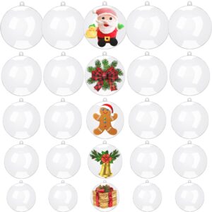 clear fillable ornaments ball, 25 pcs transparent plasti craft ornament balls 5 different sizes for diy bath bomb mold set and party decor