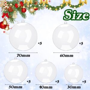 Clear Fillable Ornaments Ball, 25 PCS Transparent Plasti Craft Ornament Balls 5 Different Sizes for DIY Bath Bomb Mold Set and Party Decor