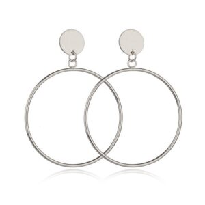 geometric double circle round stud earrings women's lucky number 8 shape hollow big hoop earrings