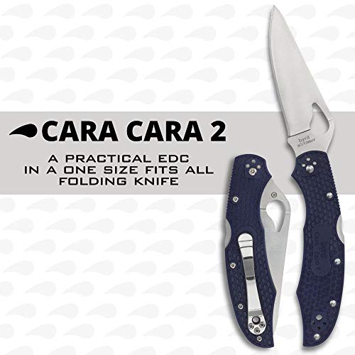 Spyderco Byrd Cara Cara 2 Lightweight Knife with 3.75" Stainless Steel Blade and Blue Non-Slip FRN Handle - PlainEdge - BY03PBL2