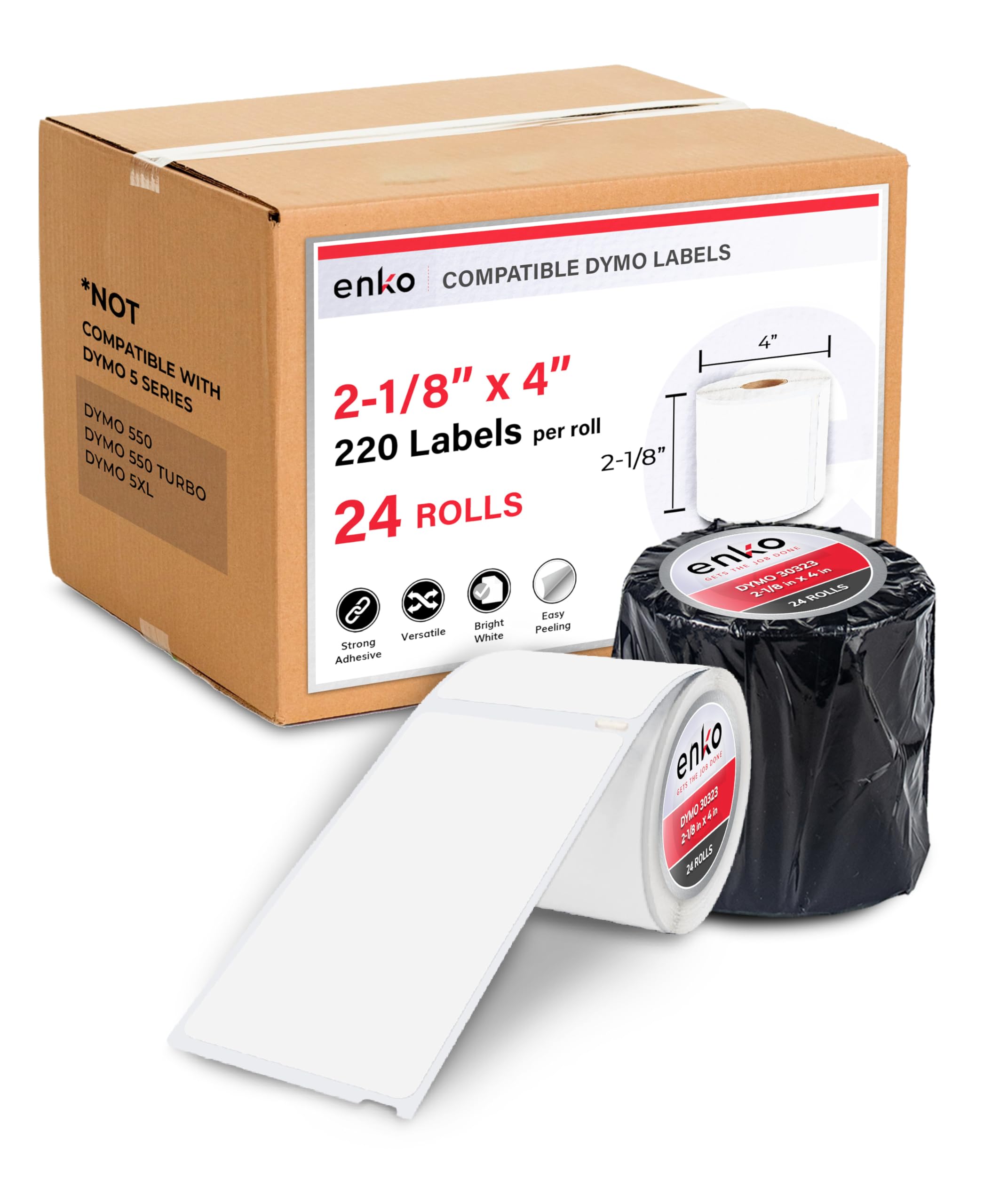 enKo (24 Rolls, 5280 Labels) Address & Shipping Labels 30323 (2-1/8 x 4") Compatible for Dymo LabelWriter