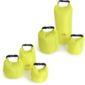 campteck 1.5l, 2.5l & 3.5l dry sack water resistant storage dry bag for camping, rafting, fishing, canoeing, boating, kayaking, snowboarding etc. – neon green